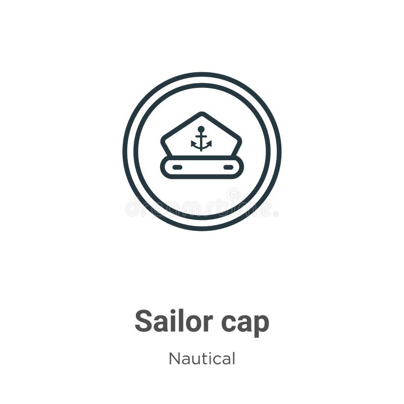 Sailor Cap Outline Vector Icon. Thin Line Black Sailor Cap Icon, Flat ...