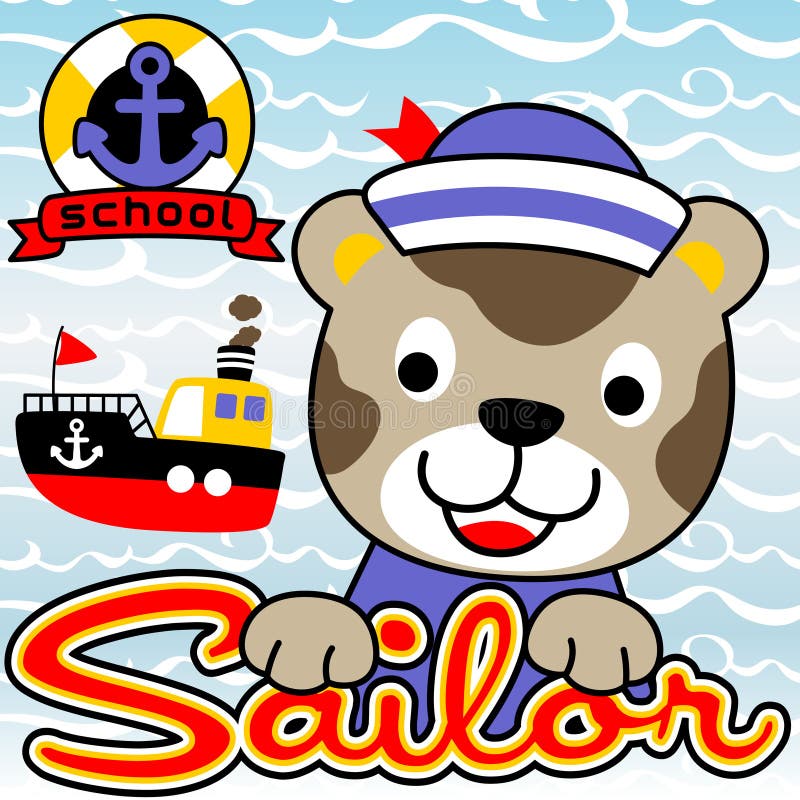 Sailor cat cartoon stock vector. Illustration of badge - 96853181