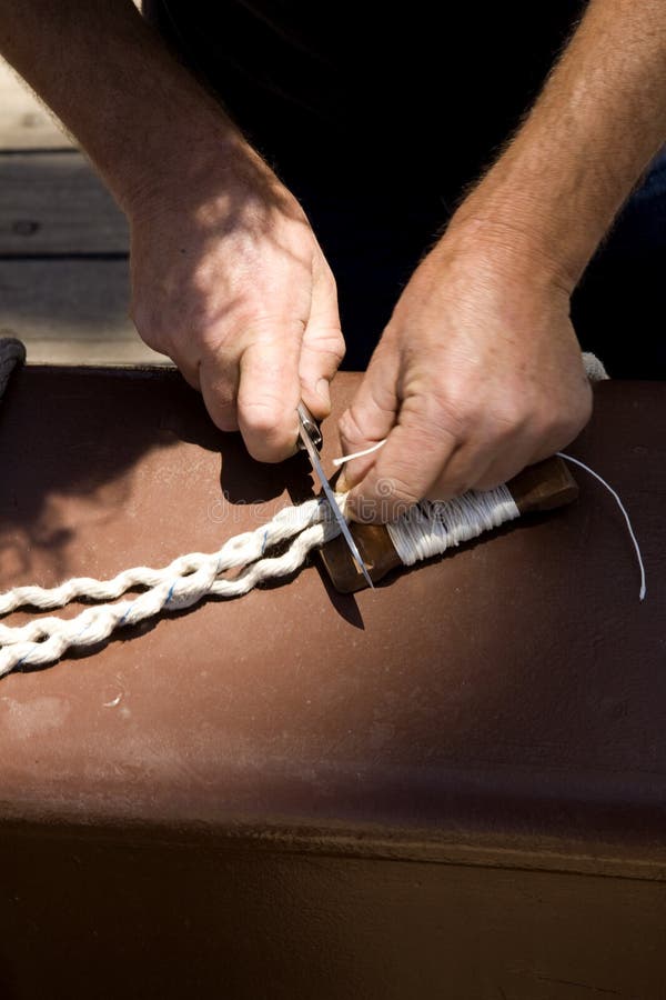 Sailor Cutting Cables in a Ship S Deck Stock Image - Image of marine ...