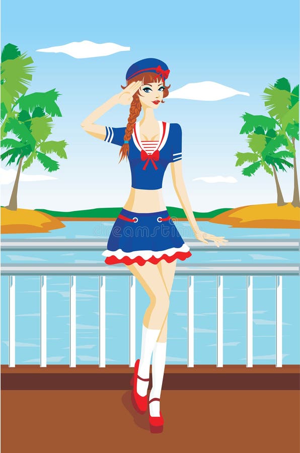 Sailor girl stock vector. Illustration of pretty, blue - 19436047
