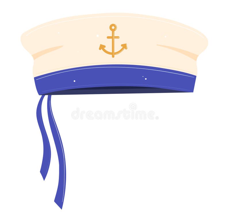 Sailor Hat with Anchor Emblem on White Background. Nautical Cap Design ...