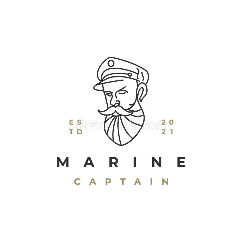 Sailor, Line Art Ship Captain Logo Design Vector Stock Vector ...
