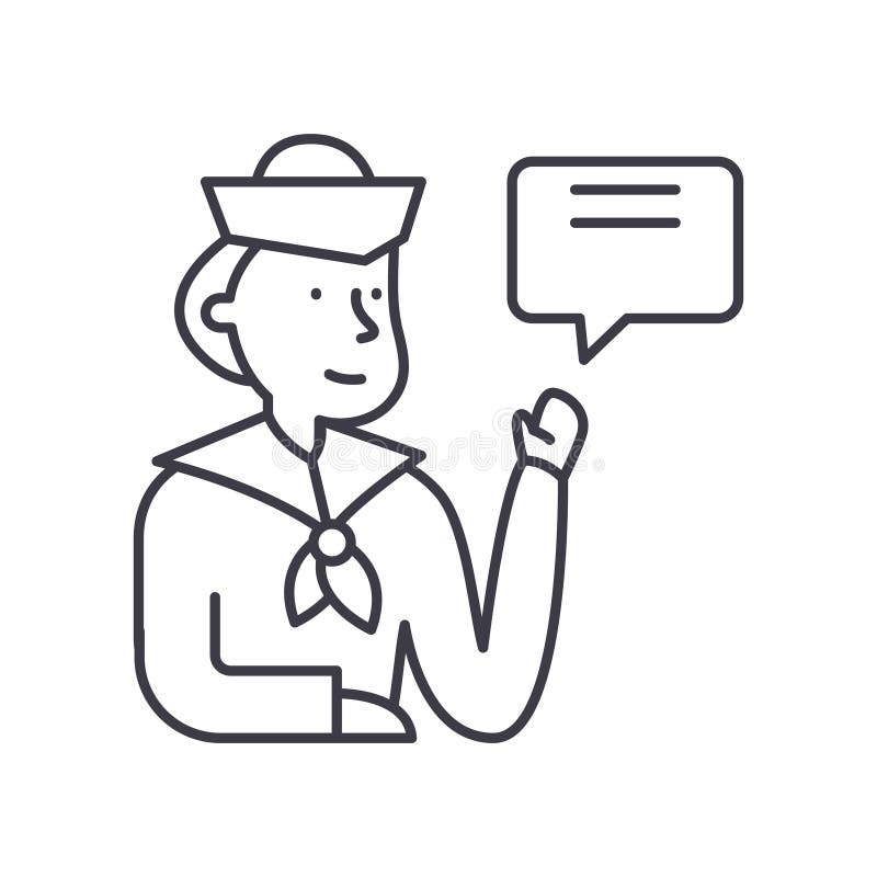 Sailor Man Icon, Black Vector Sign with Editable Strokes, Concept ...