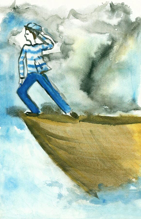 Sailor on the open sea stock illustration. Illustration of sailor ...