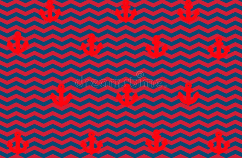 The Sailor Pattern with Red Anchor on Zigzag Background Stock Image ...