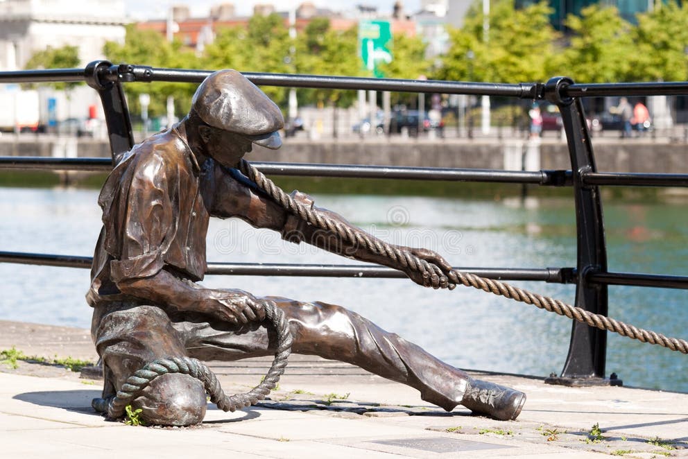 Sailor pulling rope stock image. Image of liffey, bronze - 20084433