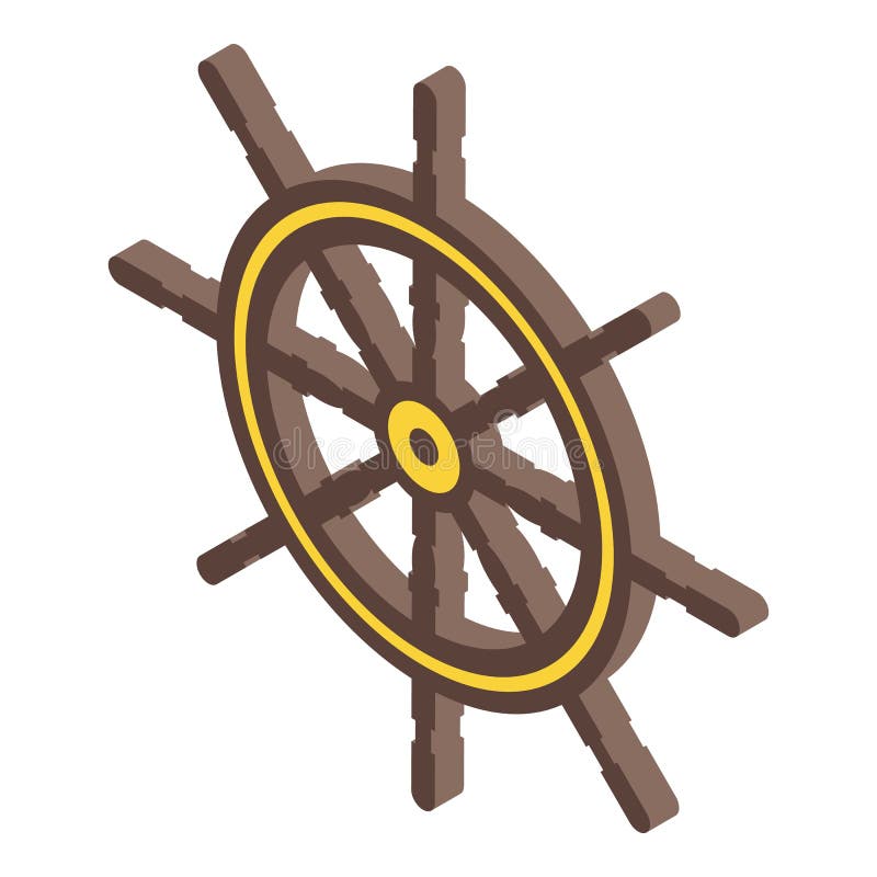 Sailor Ship Wheel Icon, Isometric Style Stock Vector - Illustration of ...