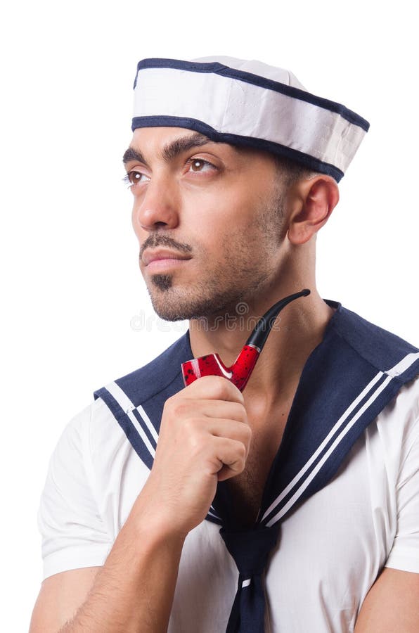 Sailor with Smoking Pipe Isolated Stock Image - Image of attractive ...