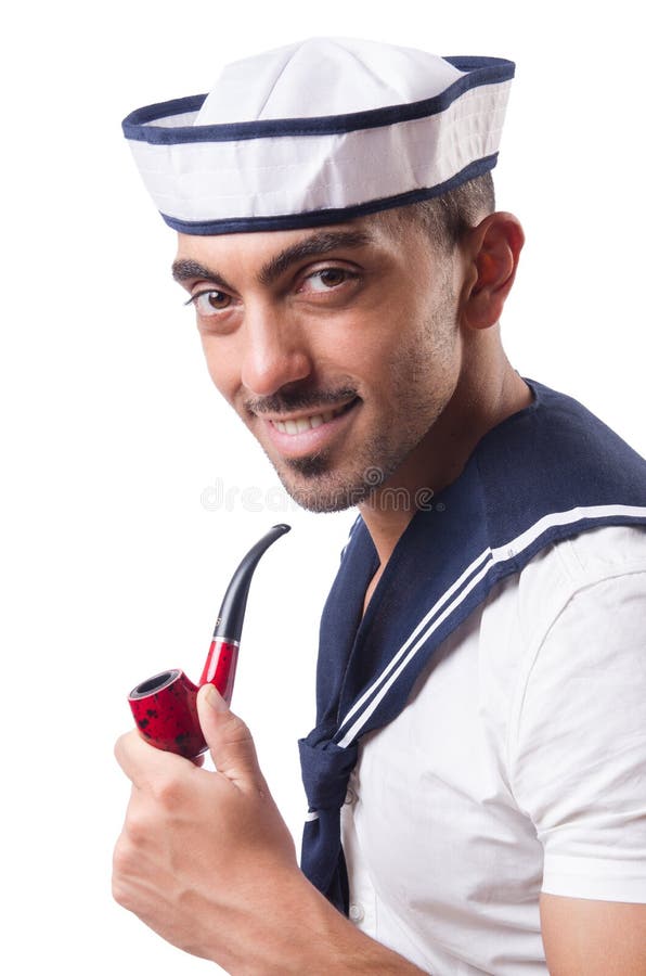Sailor with Smoking Pipe Isolated Stock Image - Image of pipe, handsome ...