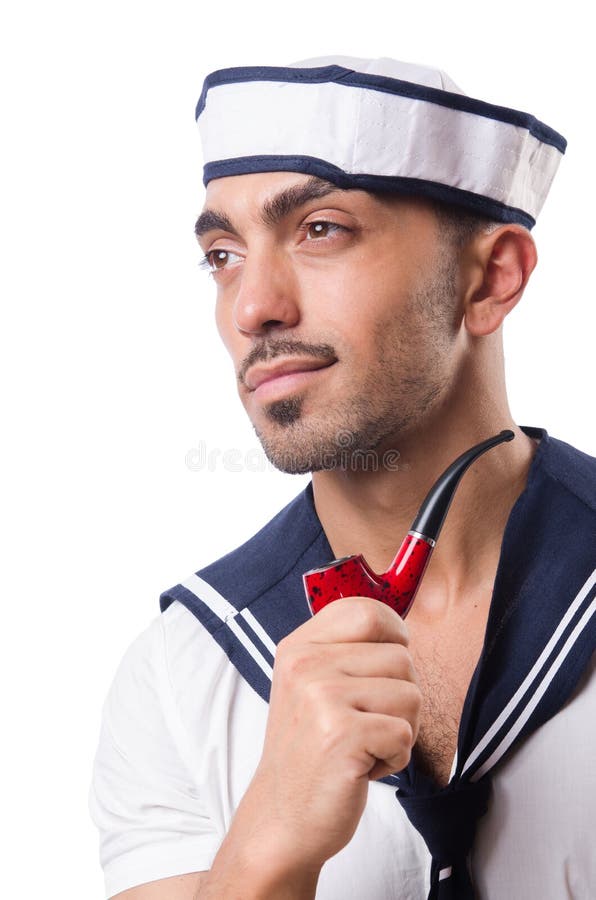 Sailor with Smoking Pipe Isolated Stock Photo - Image of pipe, marine ...