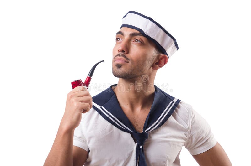Sailor with Smoking Pipe Isolated Stock Image - Image of face, habit ...