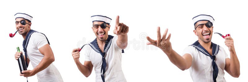 The Sailor with Smoking Pipe Isolated Stock Photo - Image of attractive ...
