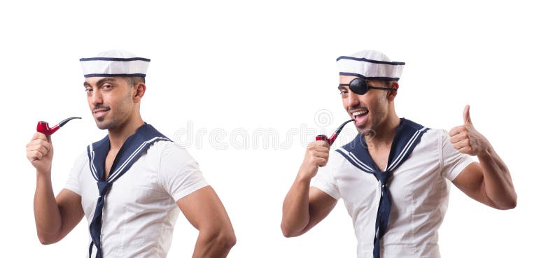 The Sailor with Smoking Pipe Isolated Stock Photo - Image of drinking ...
