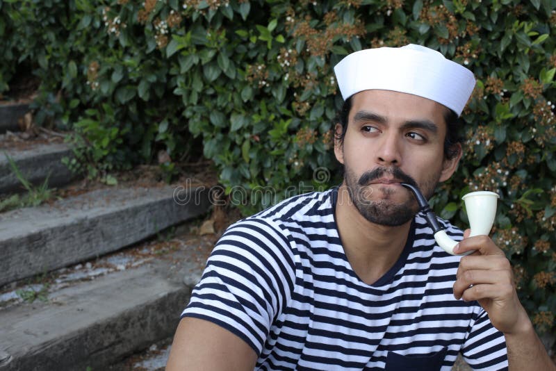 Sailor Smoking with Retro Pipe Stock Image - Image of beard, arabic ...
