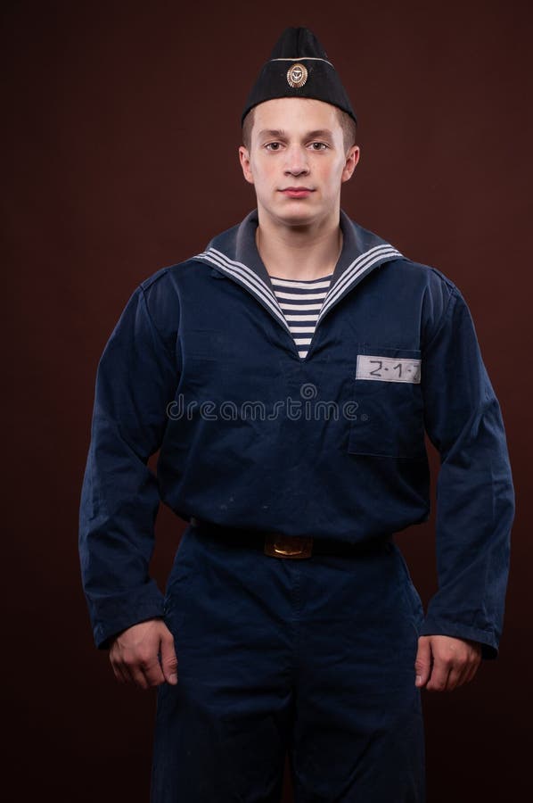 Sailor in studio stock photo. Image of striped, buff - 191685780