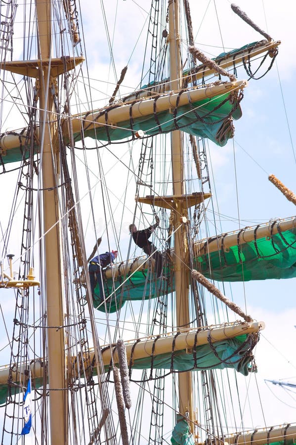 Sailors on Sailboat Rigging Stock Image - Image of rigging, sailor: 2816045