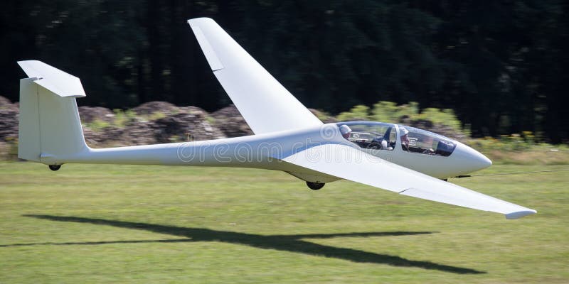 Sailplane Landing on an Airfield Stock Image - Image of vehicle ...