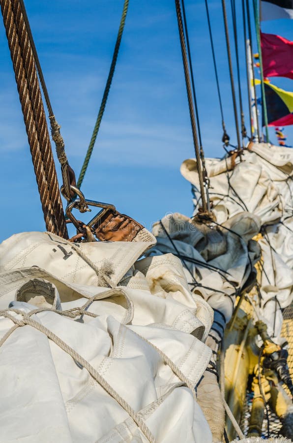Sails of an Old Sailing Vessel Stock Image - Image of freedom ...