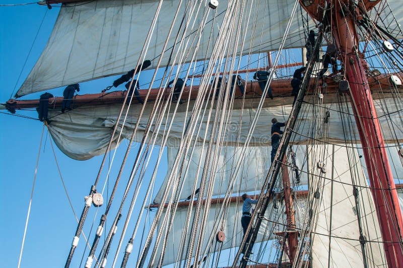 Sails and rigging editorial stock image. Image of tackle - 95838594
