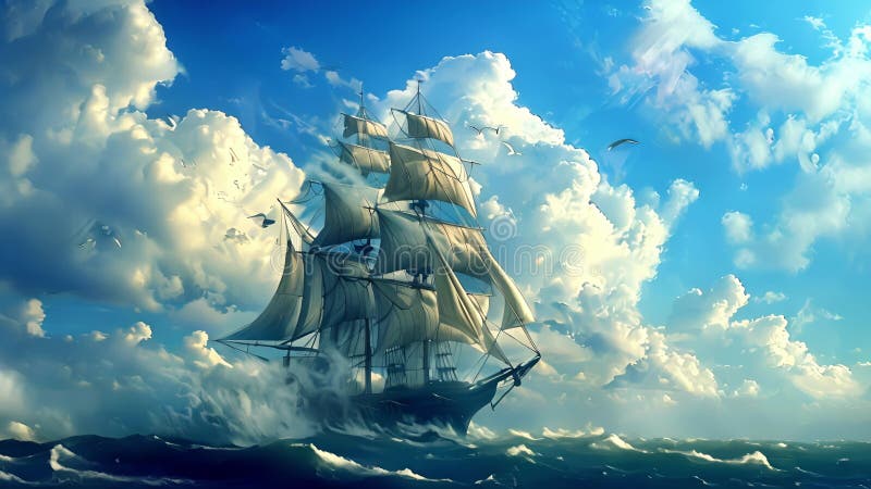 The Sails of a Ship Catch the Whispering Winds Propelling it Gracefully ...