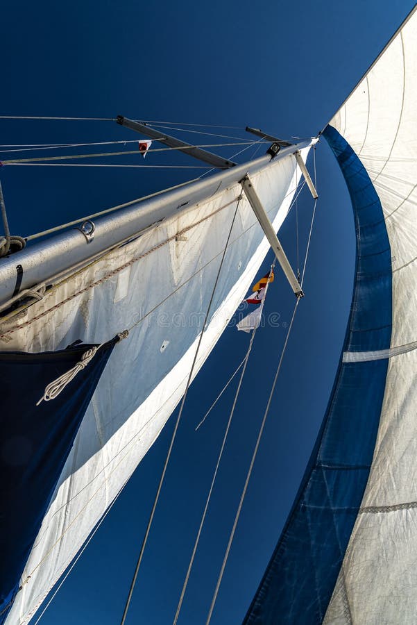 Sails of a Sailing Yacht in the Wind Stock Image - Image of freedom ...