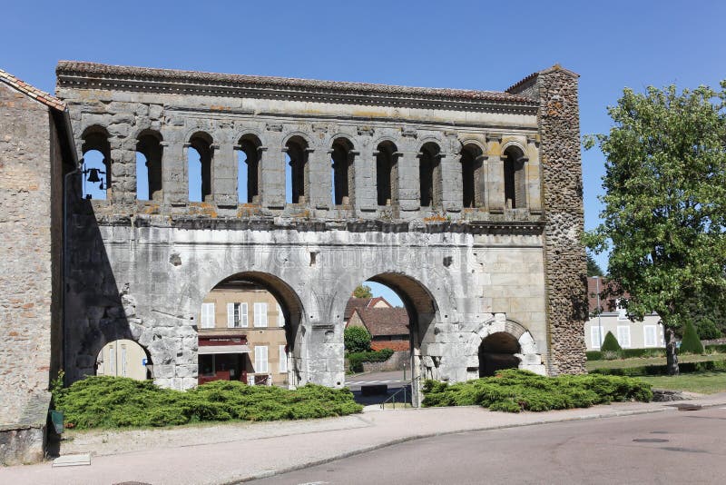 Saint Andre Roman Gate in Autun Stock Image - Image of romain, gate ...