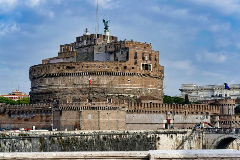 Saint Angelo Castle on a Sunny Day, Castel Sant Angelo in Rome, Italy ...