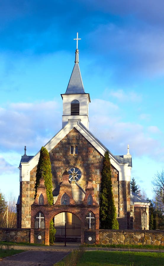 Catholic Church Top View in Spring Stock Image - Image of drone, aerial ...