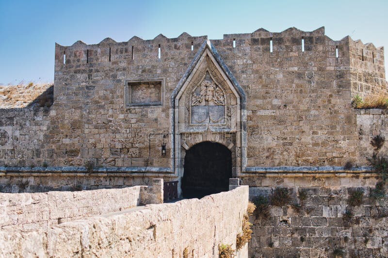 Saint Athanasios Gate To the Citadel of Rhodes Stock Image - Image of ...