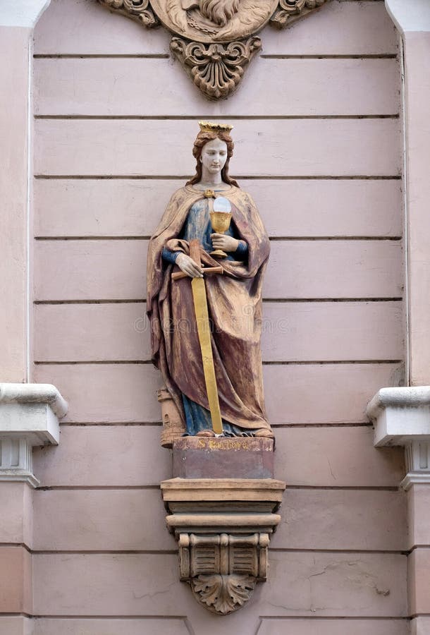 Saint Barbara, Statue on House Facade in Zagreb Stock Image - Image of ...
