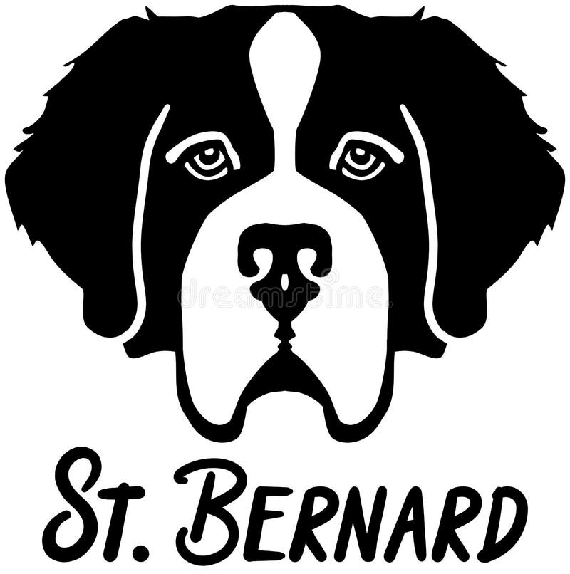 Saint Bernard Head with Name Stock Vector - Illustration of isolated ...