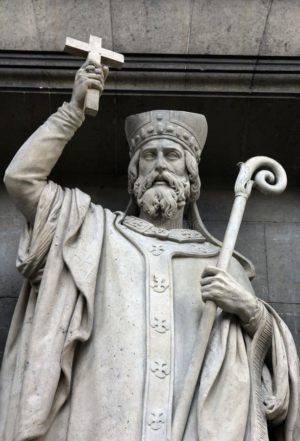 Saint Denis Holding His Head, Notre Dame Cathedral, Paris Stock Photo ...