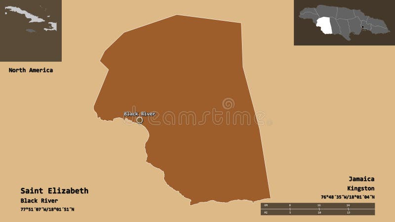 Saint Elizabeth Parish Parishes of Jamaica, Cornwall County Map Vector ...