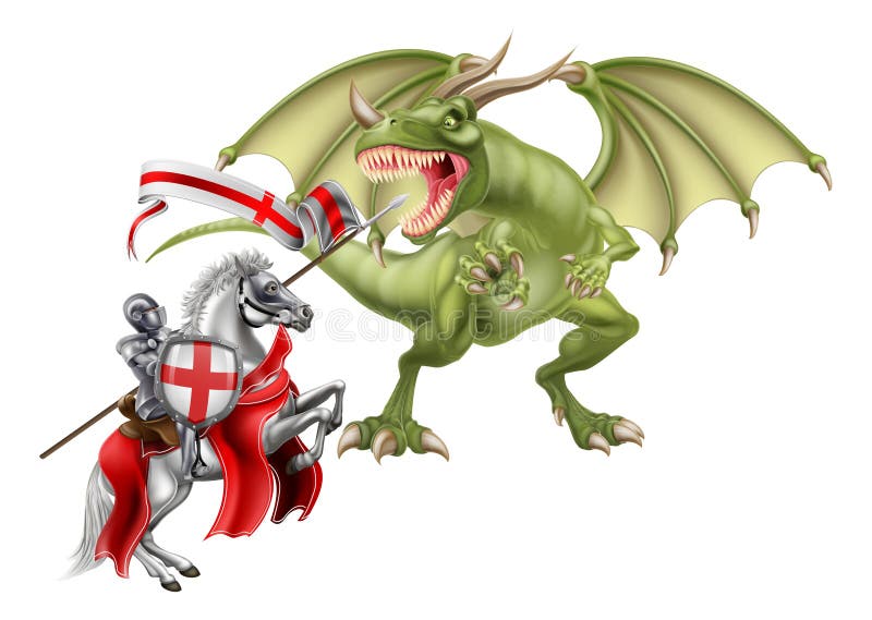 Saint George Fighting Le Dragon Illustration de Vecteur - Illustration ...