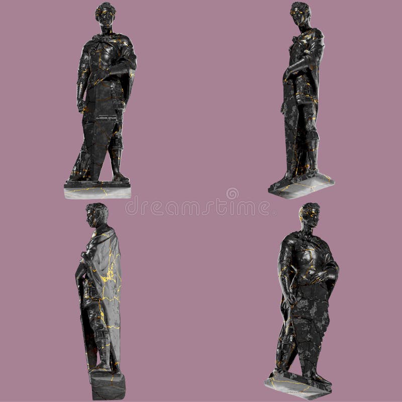 Saint George - Renaissance Portrait Bust in Black Marble and Gold Stock ...