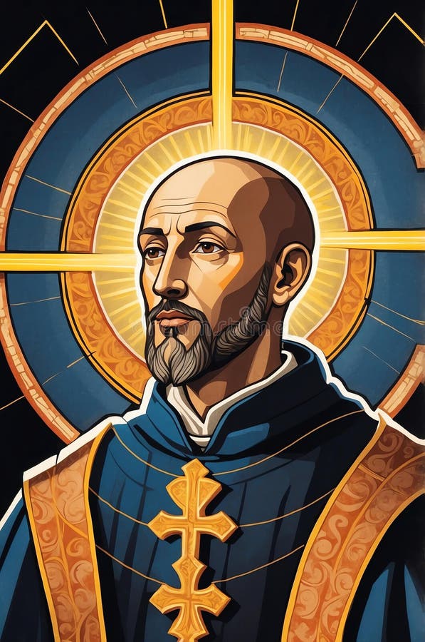 Saint Ignatius of Loyola Stylized Portrait Drawing of Ai Generated Stock Illustration ...