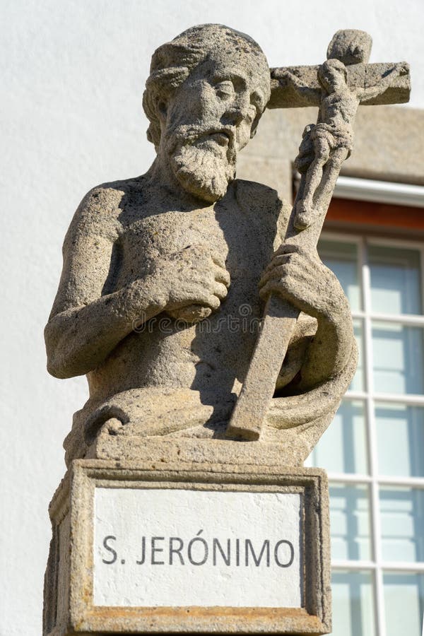 Saint Jerome Represented by a Stone Statue. Episcopal Garden of Castelo ...