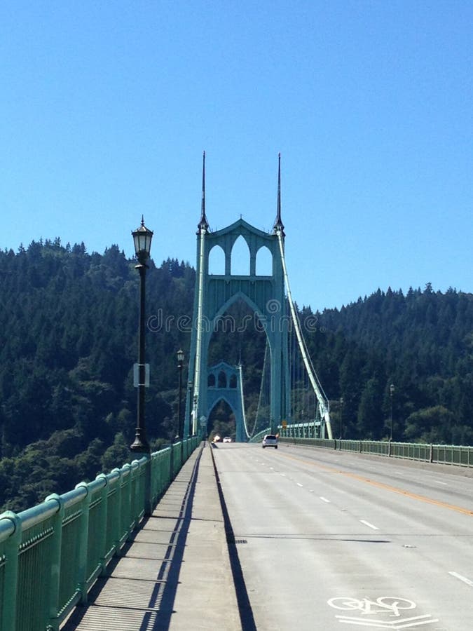 Saint Johns Bridge Portland Oregon Stock Photo - Image of crane ...