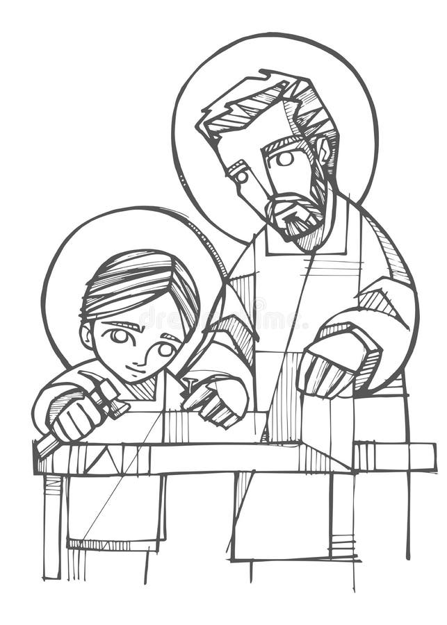 Saint Joseph and Jesus Christ As Child Stock Illustration ...