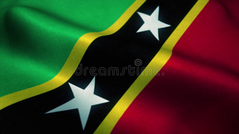 Saint Kitts and Nevis Flag Waving in the Wind. National Flag of Saint ...