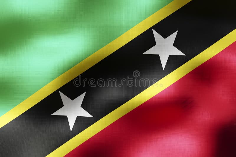 Saint Kitts and Nevis - Textile Flag - 3d Illustration Stock ...