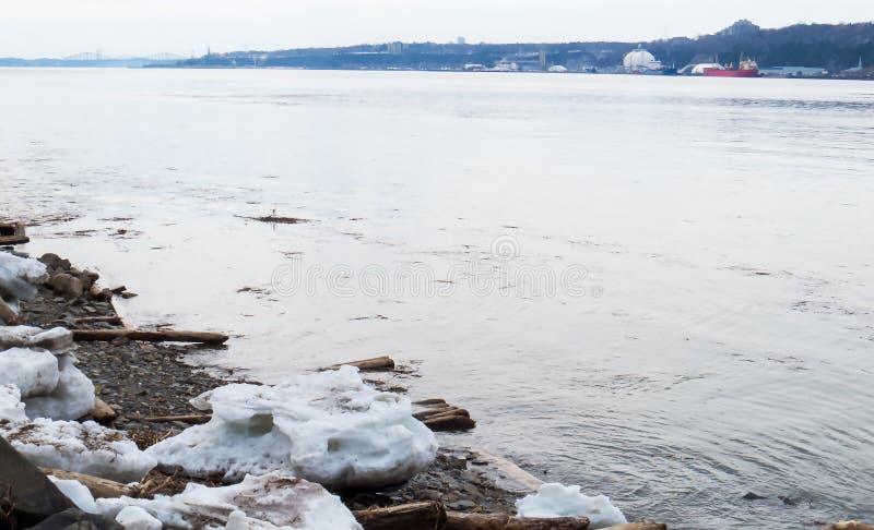 River with Ice Blocks on the Beach Stock Photo - Image of canada, frost ...