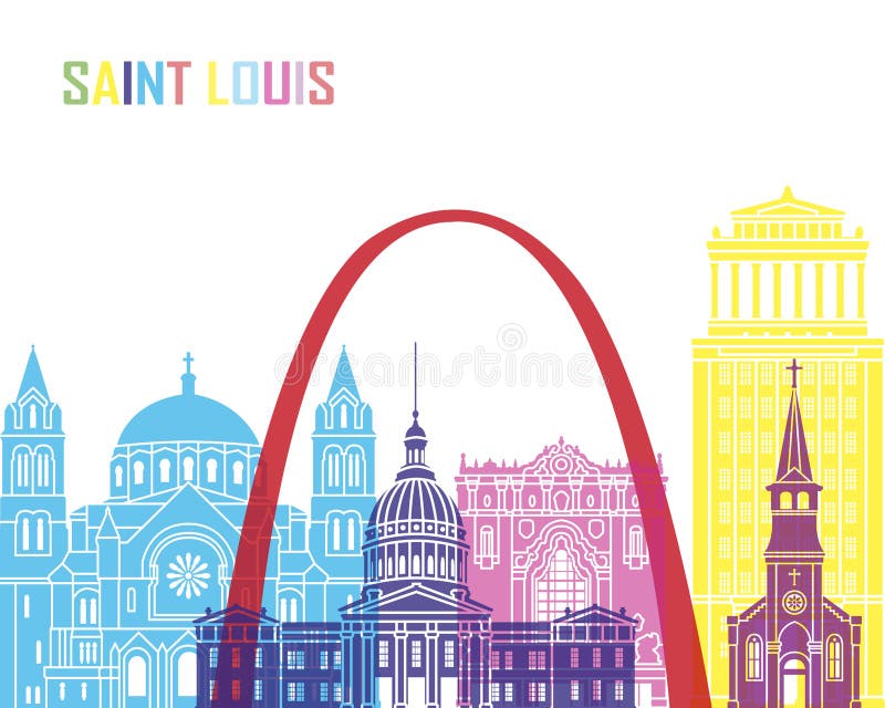 Saint Louis skyline pop stock vector. Illustration of colorful - 112101587