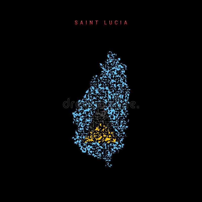 Saint Lucia Flag Map, Chaotic Particles Pattern in the Saint Lucian ...