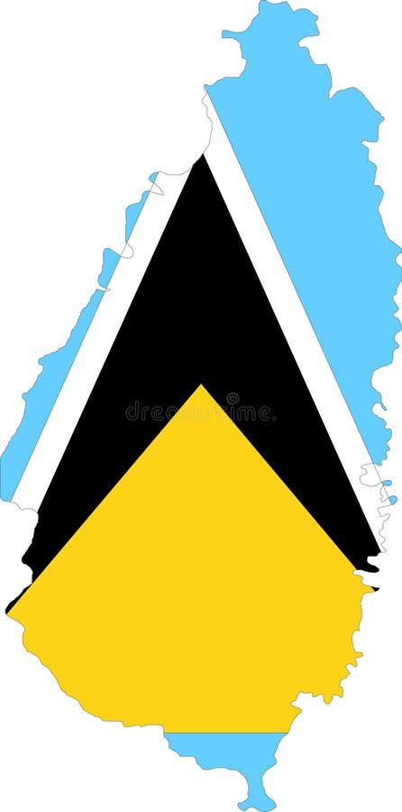Saint Lucia Flag in Map, Saint Lucia Map with Flag, Nation Flag of ...