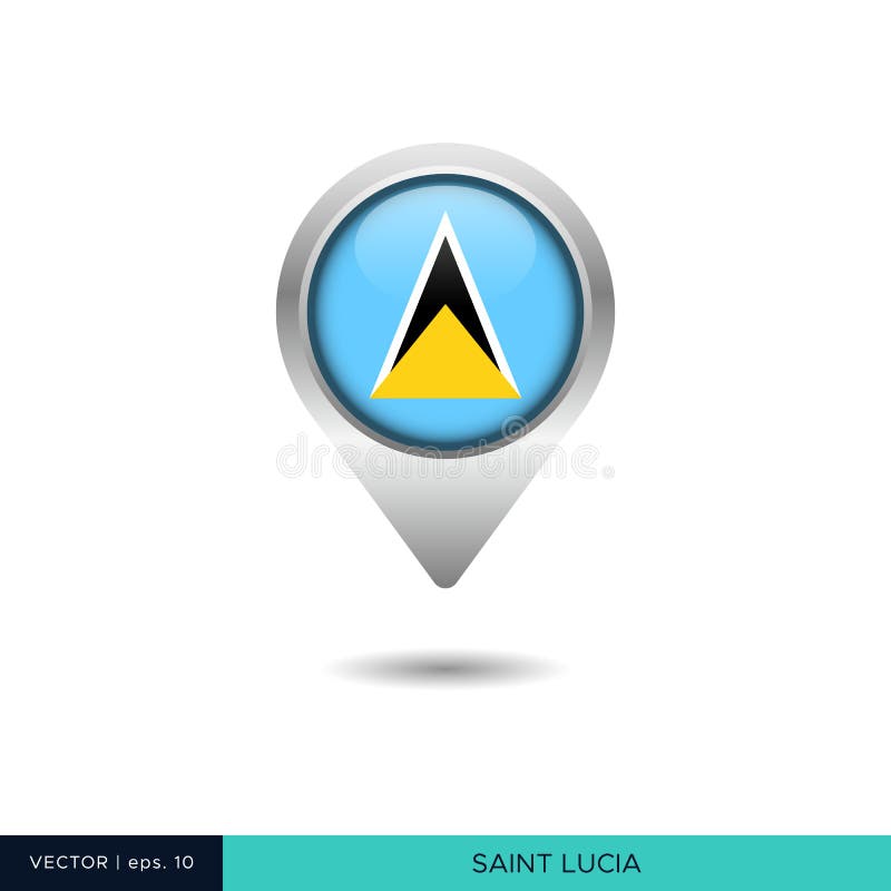Saint Lucia Flag Map Pin Vector Design Template. Stock Vector ...