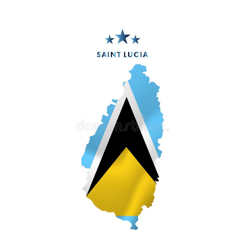 Saint Lucia Map with Waving Flag. Vector Illustration. Stock ...