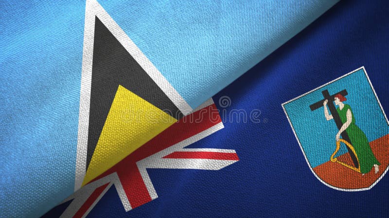 Saint Lucia and Montserrat Two Flags Textile Cloth, Fabric Texture ...