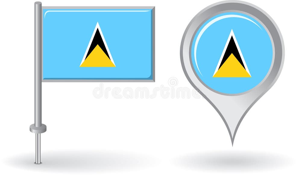 Saint Lucia Pin Icon and Map Pointer Flag. Vector Stock Vector ...
