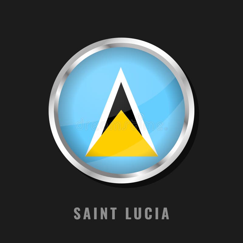 Saint Lucia Round Framed National Flag. Circular Glossy Flag of Saint ...